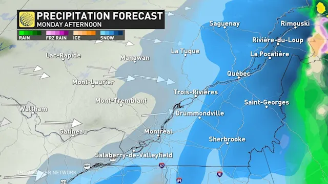 Heavy, disruptive snows spreading into Quebec for Monday - The Weather ...