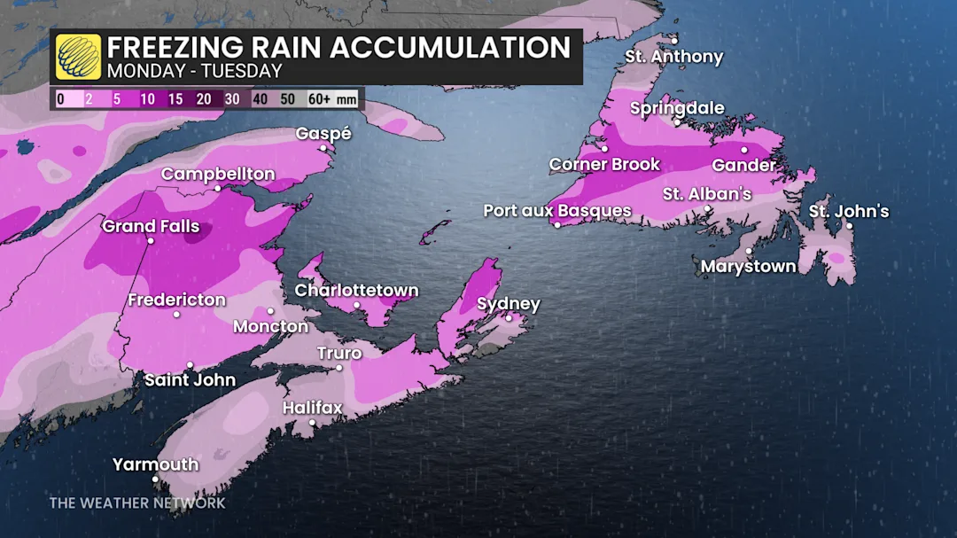 Potent freezing rain, flood risk making its way to Atlantic Canada ...