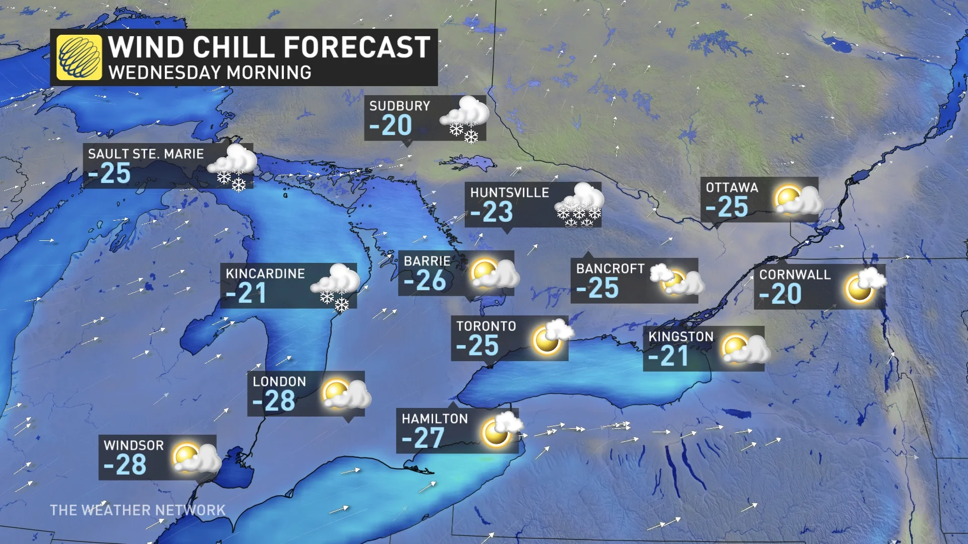 Persistent snow squalls stay put in Ontario as extreme cold moves in ...