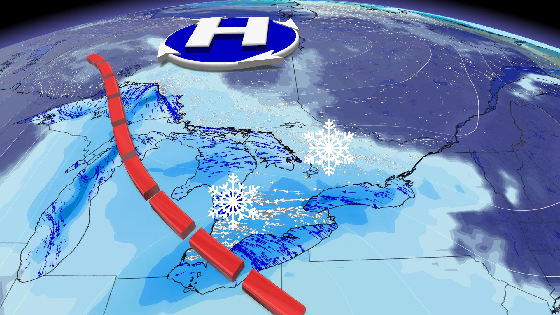 Watching some heavy lake-effect snow for Ontario, extreme cold tightens ...