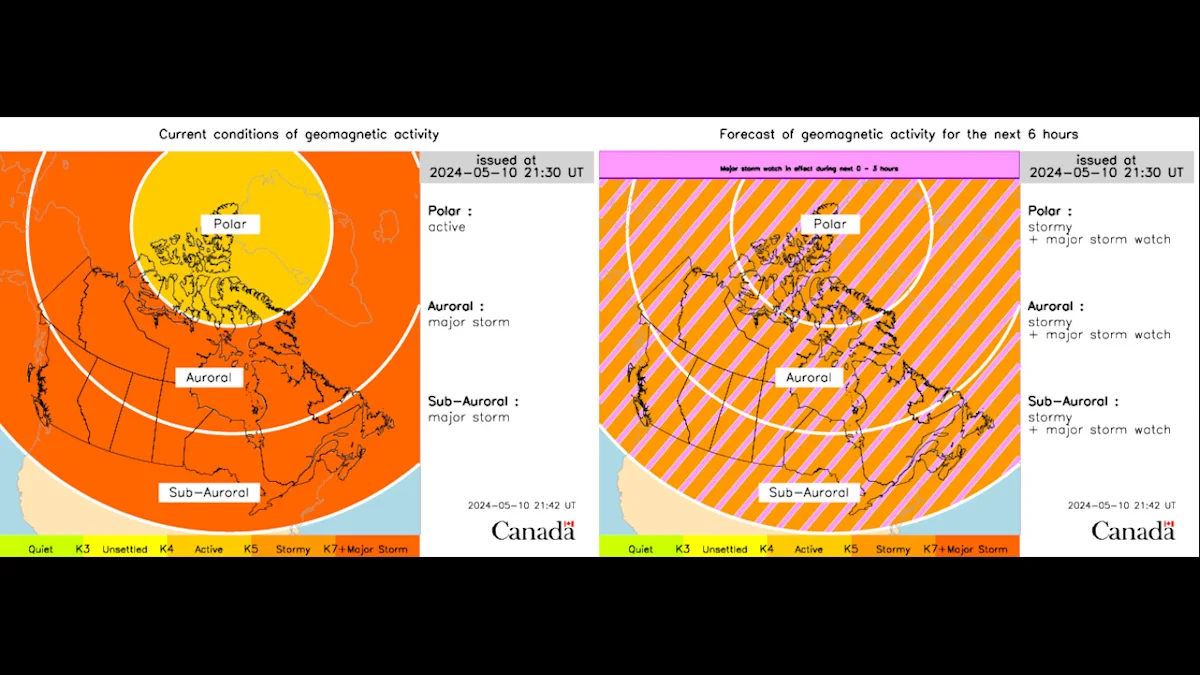 Extreme geomagnetic storm may spark widespread auroras over Canada on ...