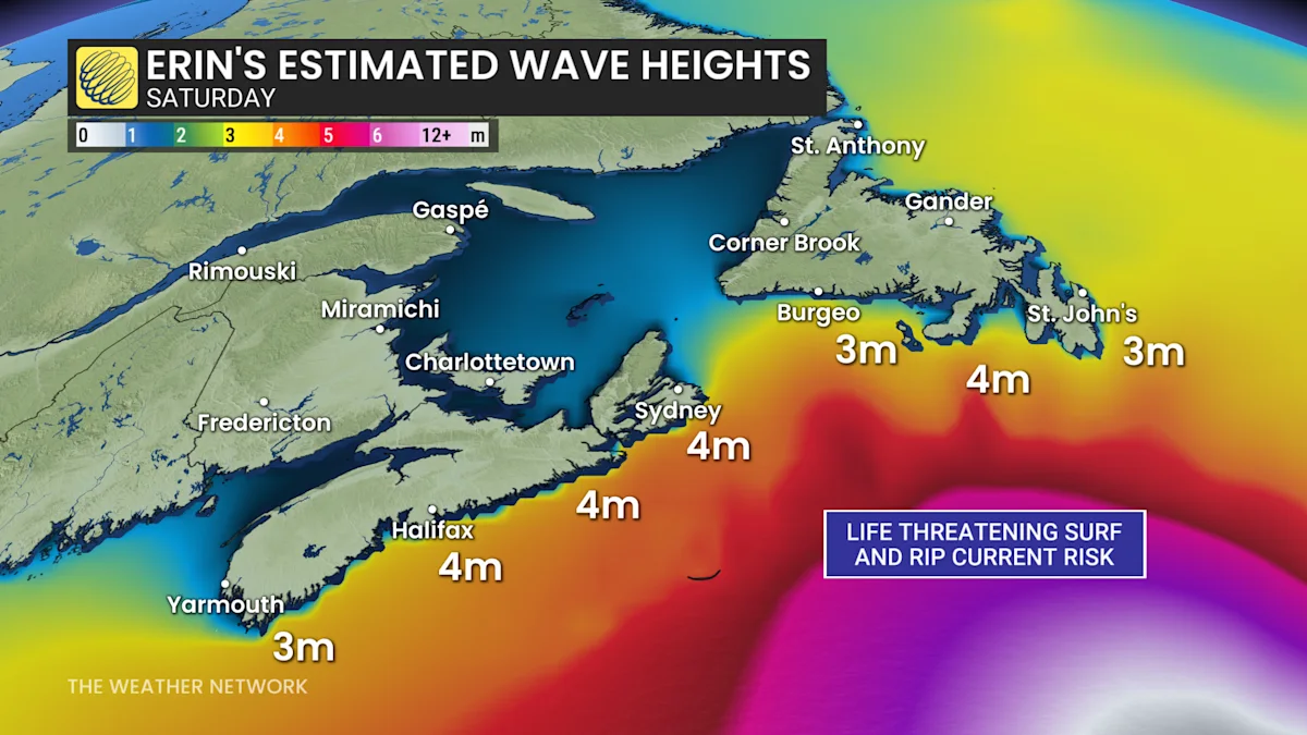 Hurricane Erin: Watching for dangerous surf in Nova Scotia and Newfoundland - The Weather Network