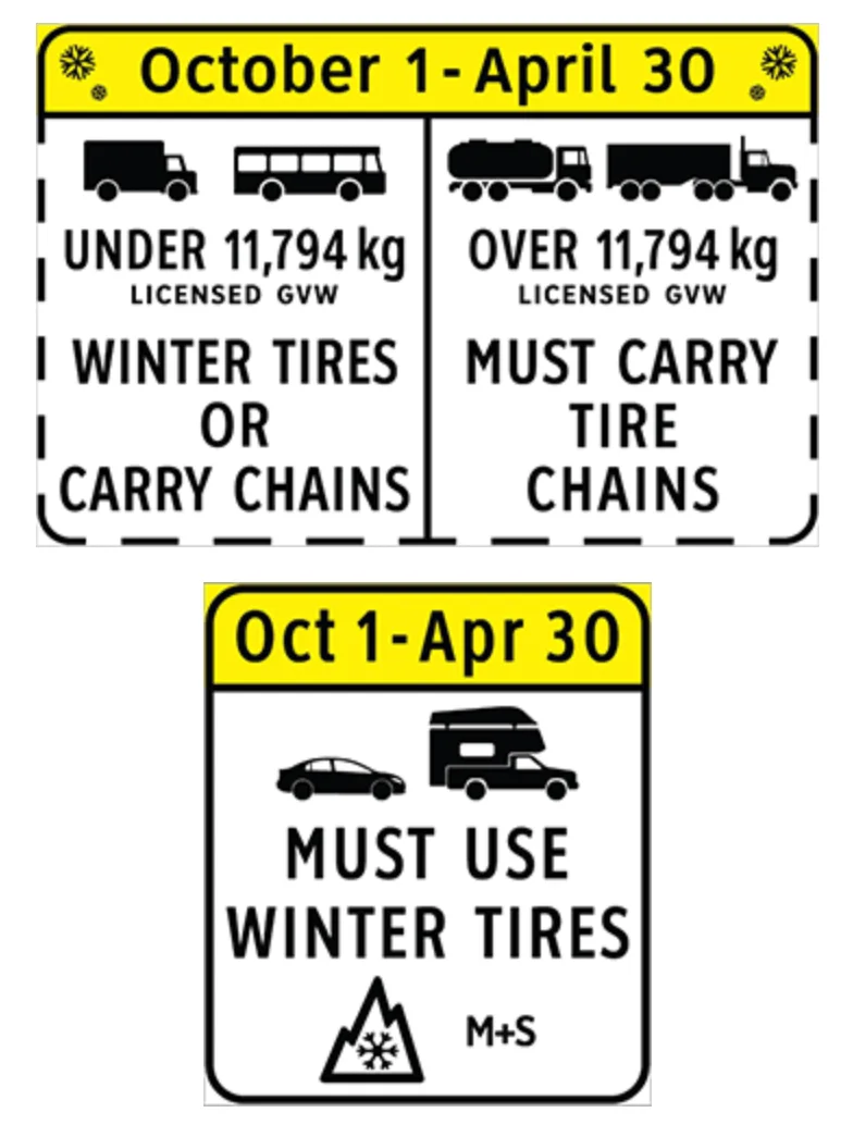 Winter tires required by law on some routes in B.C. starting October 1 ...