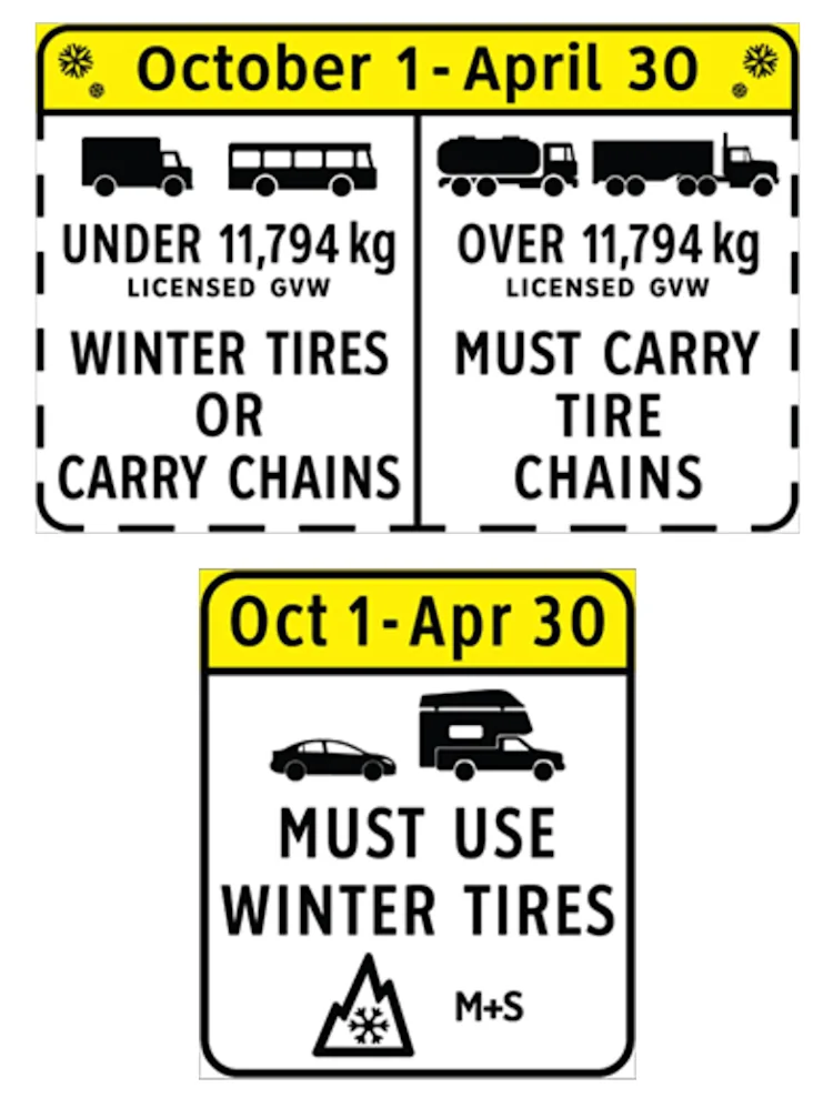 Winter tires required by law on some routes in B.C. starting October 1 ...