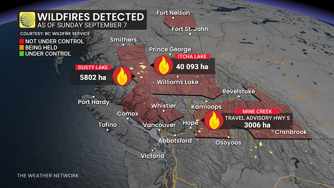 Wildfire worries rise in the West with severe storm risk in B.C ...