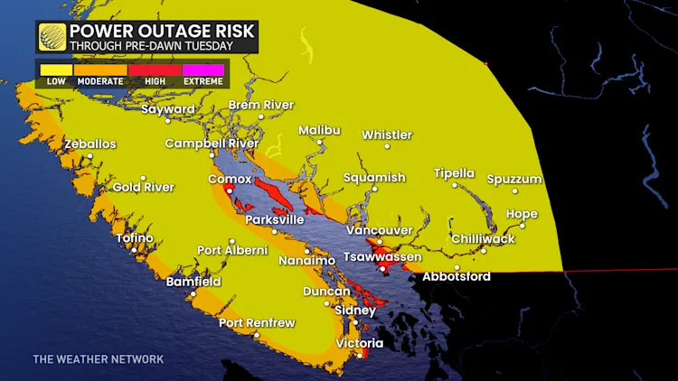 Interruptions in power and travel possible with intense B.C. wind gusts ...