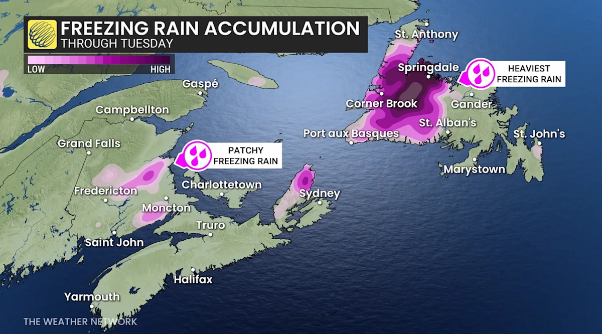 Snow, ice, and rain to sweep Atlantic Canada to end the weekend - The ...