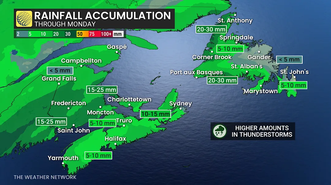 Beneficial rains continue across Atlantic Canada to end the weekend ...