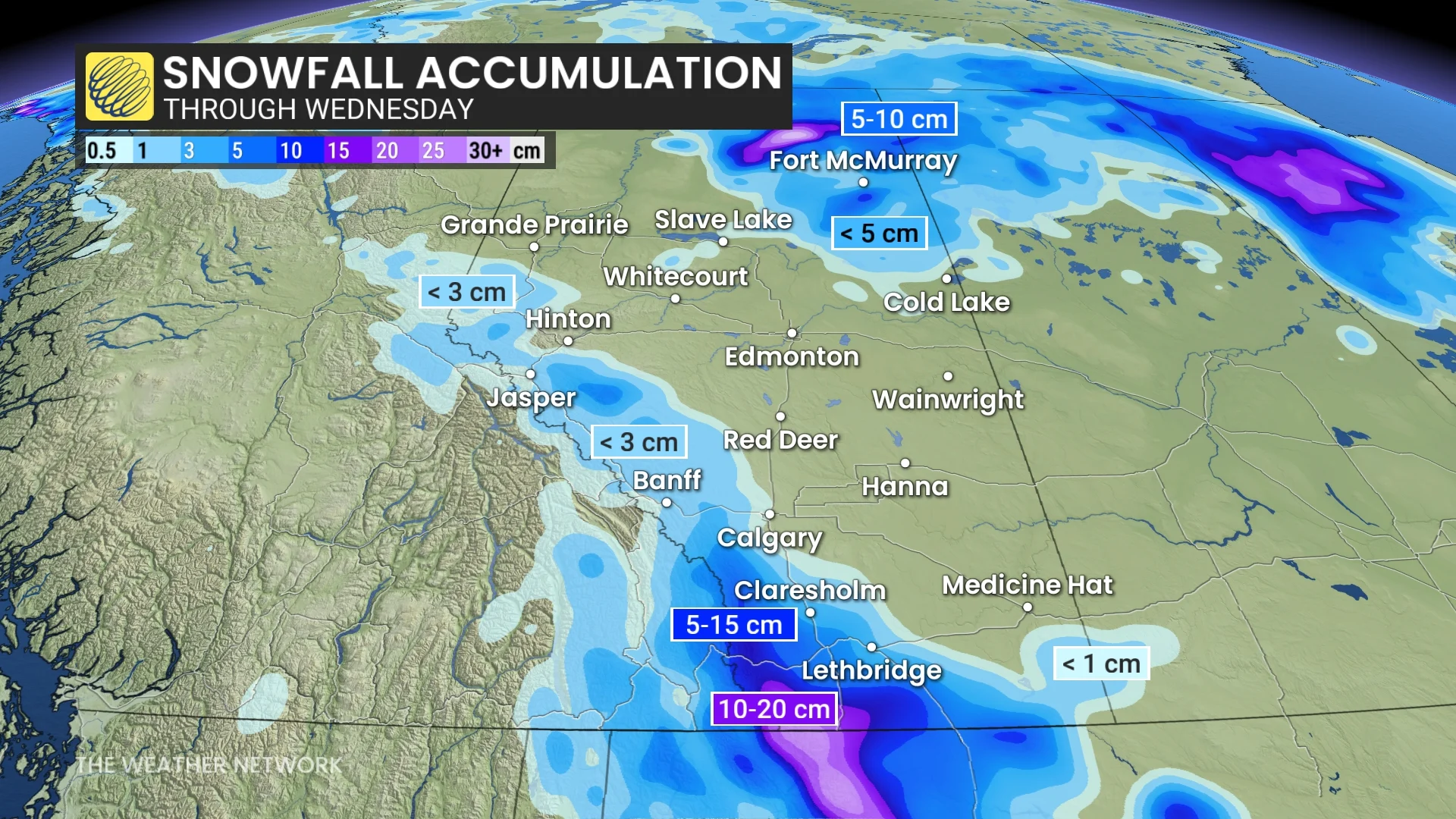 Snowfall warnings for up to 20 cm of spring snow in southern Alberta ...