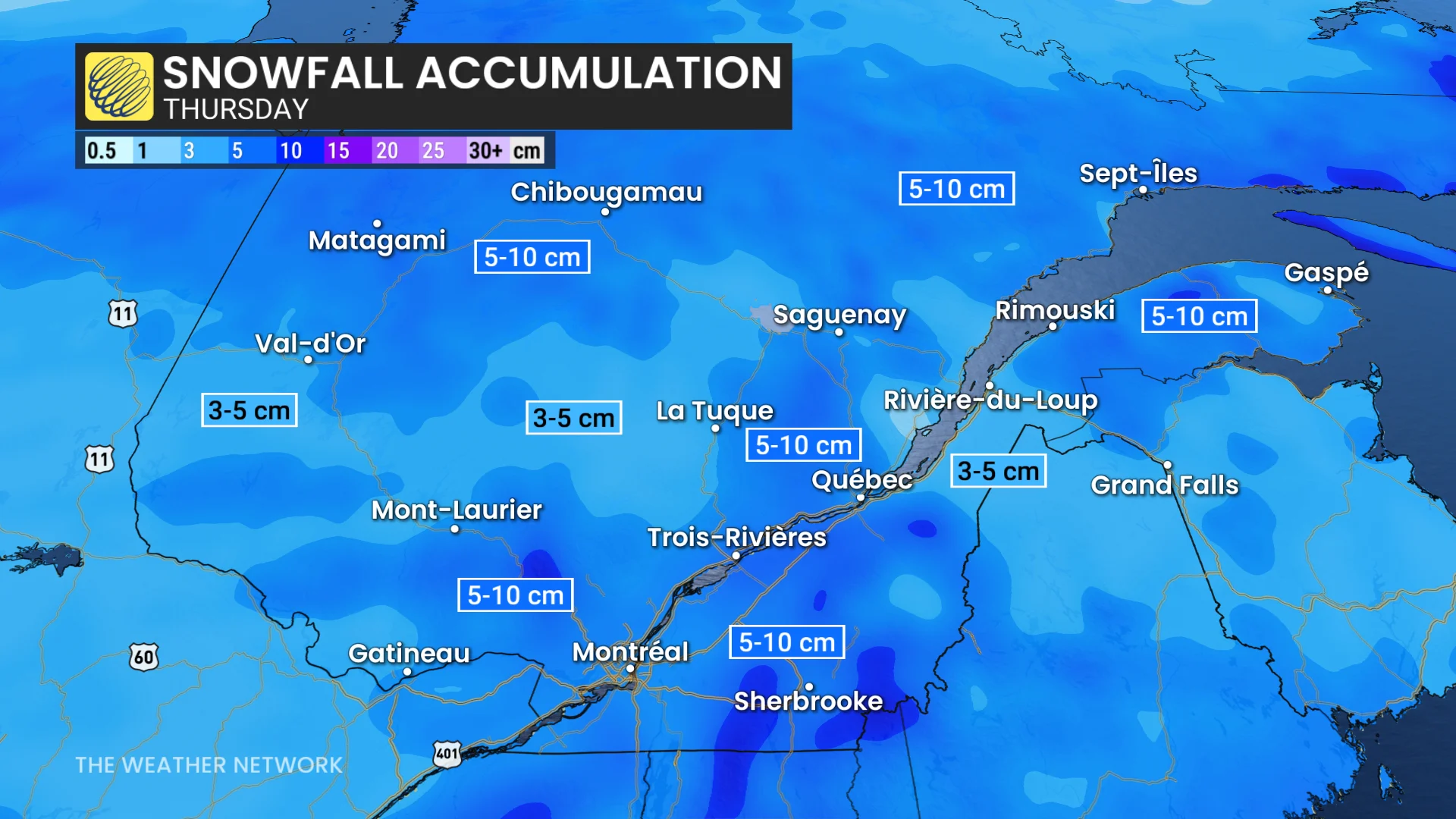 Quick burst of snow in Quebec threatens Thursday travel - The Weather ...
