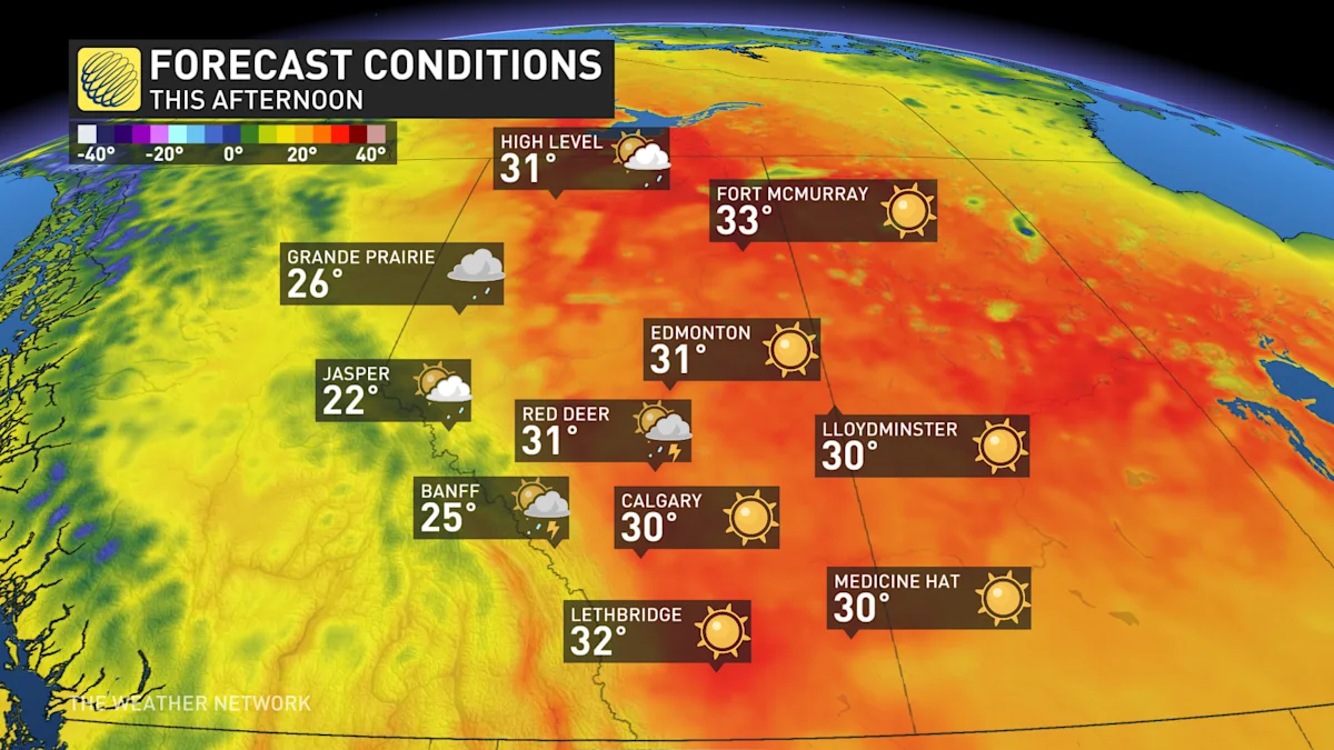 Extreme heat ends with a severe thunderstorm threat in Alberta Thursday ...