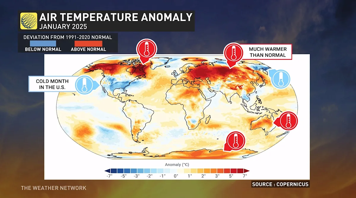 January 2025 extends concerning trend of new, global temperature records - The Weather Network
