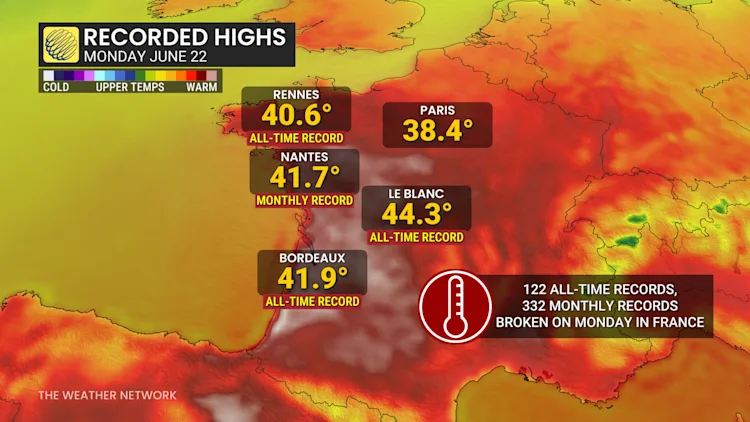44°C: Record-breaking heat wave grips France, Western Europe - The ...
