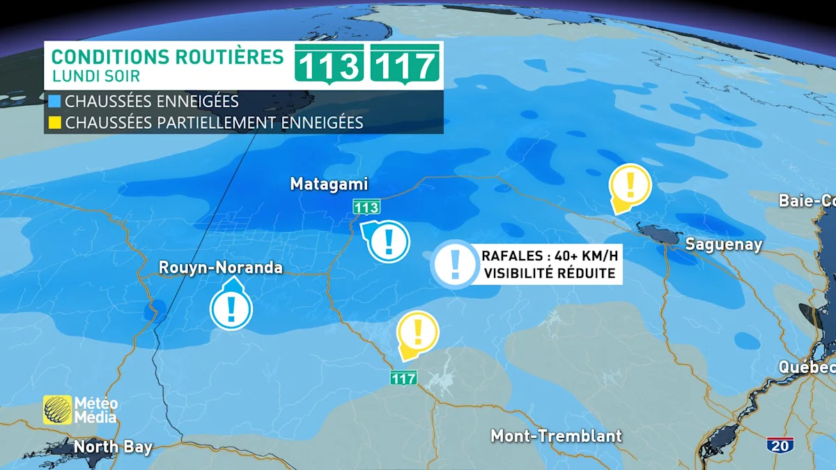 Neige au Québec : visibilité réduite dans ces secteurs - MétéoMédia