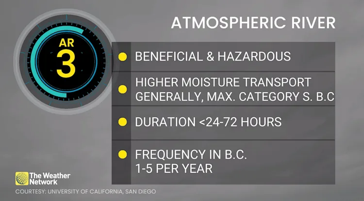 Atmospheric river soaks through B.C.'s weekend, up to 100 mm possible ...