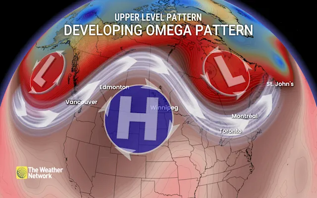 Pleasant or foul weather? Omega block parked in Canada for a few days ...