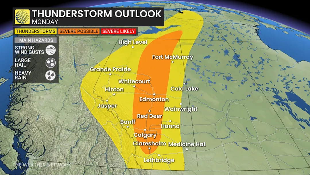 Severe storm setup in Alberta could bring huge hail and damaging winds ...