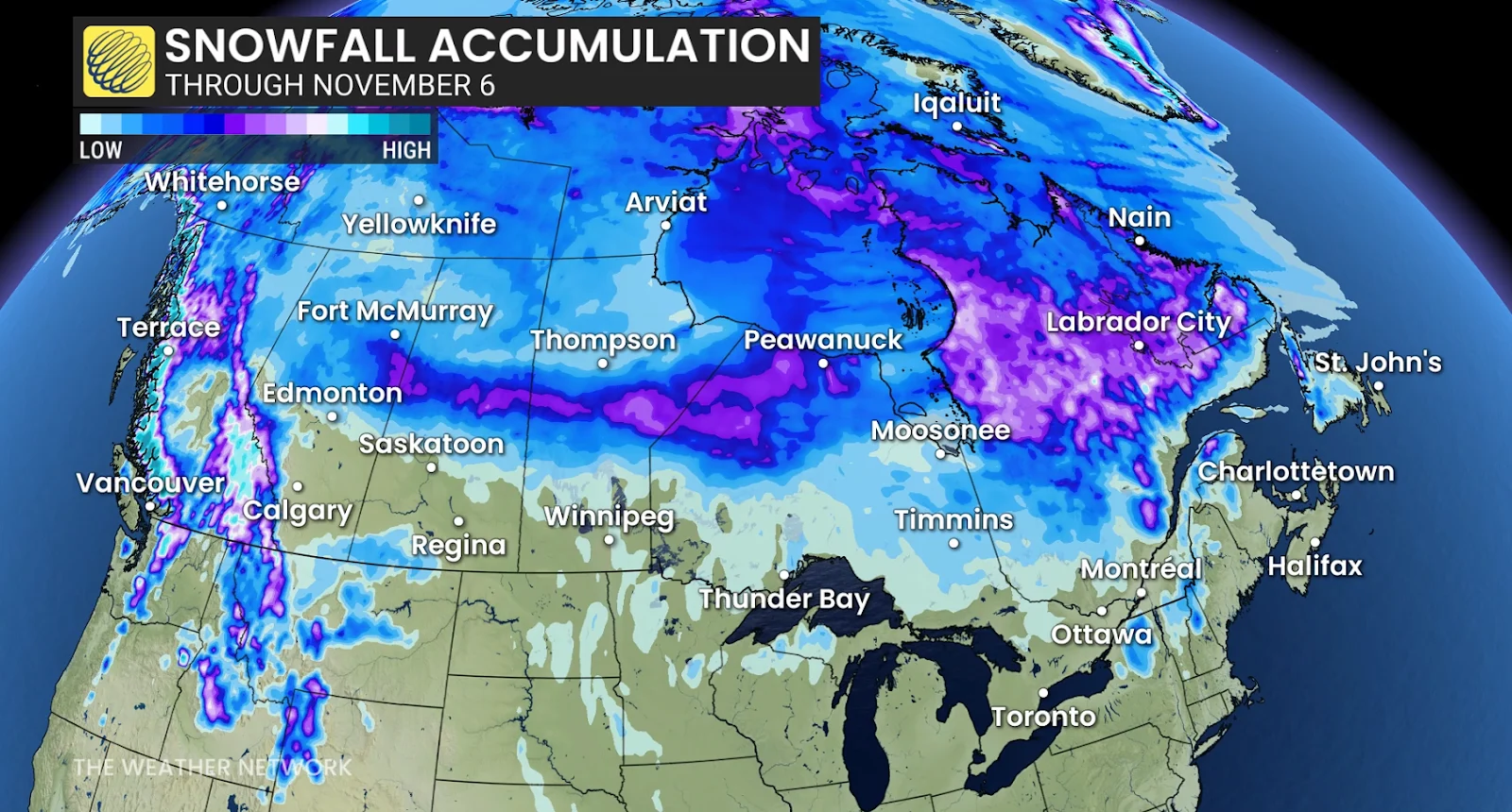 Heavy snowfall threat looms over all but two provinces - The Weather ...