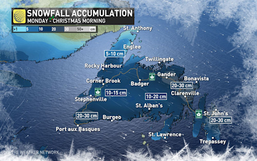 Newfoundland: Snowy system could bring up to 20 cm by Christmas - The ...