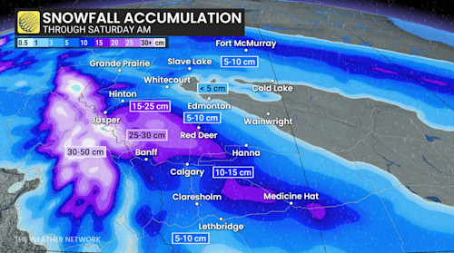 Up to 30 cm of snow for Alberta as Arctic winds arrive Friday - The ...