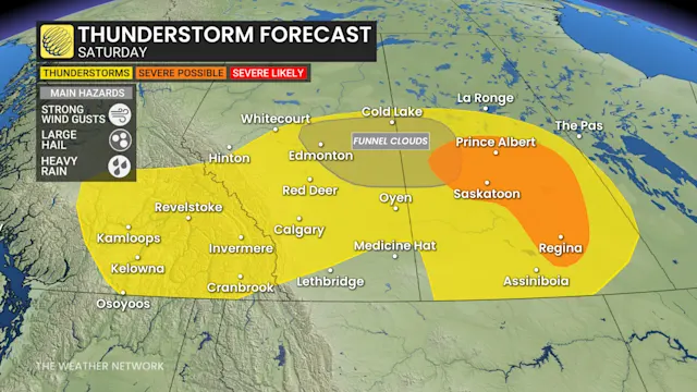 Severe storm, funnel cloud risk renews Saturday on the Prairies - The ...