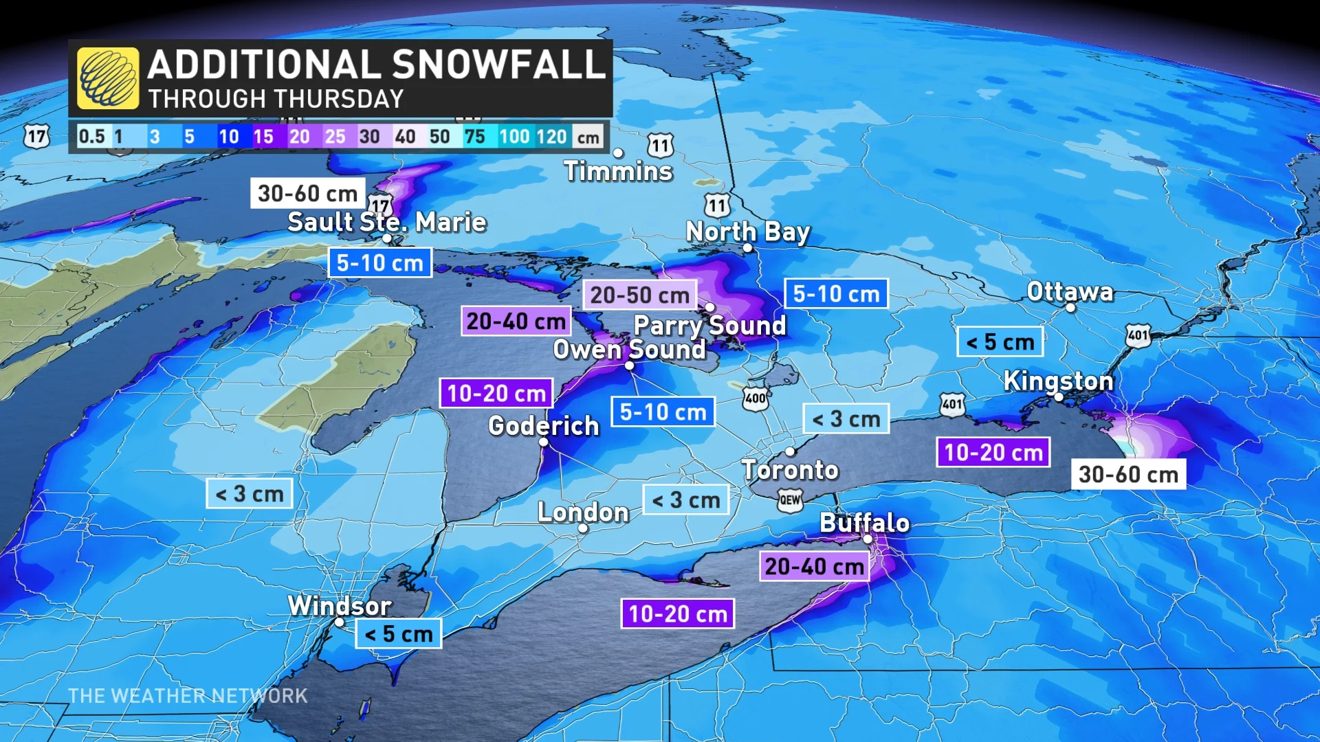 Lake-effect machine on autopilot as heavy snow in Ontario still ongoing ...