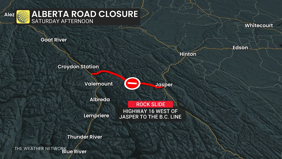 Rock slide shuts down Highway 16 from west of Jasper, Alta., to B.C ...