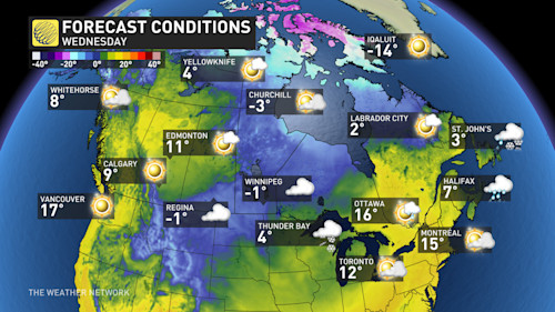 Major temperature swap underway in Canada, West sees warmth as the East ...