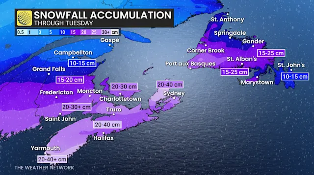 20-40+ cm of snow as high-impact storm hits Atlantic Canada - The ...
