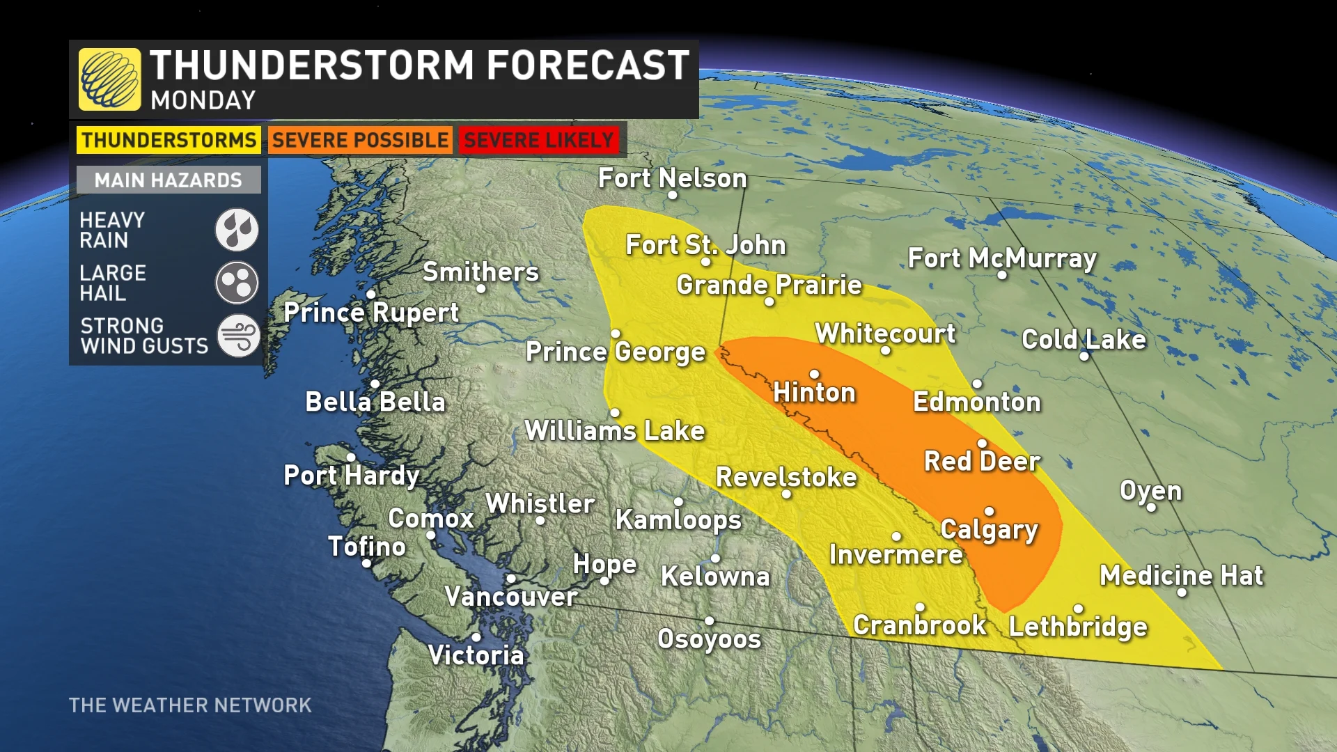 Severe thunderstorm chances bubble up over southern Alberta Monday and ...