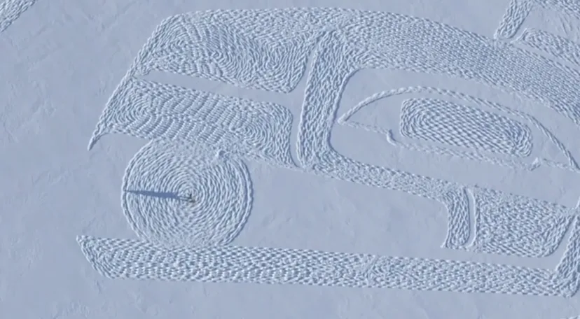 Tlingit artist uses 15,400 snowshoe steps to create epic raven ...