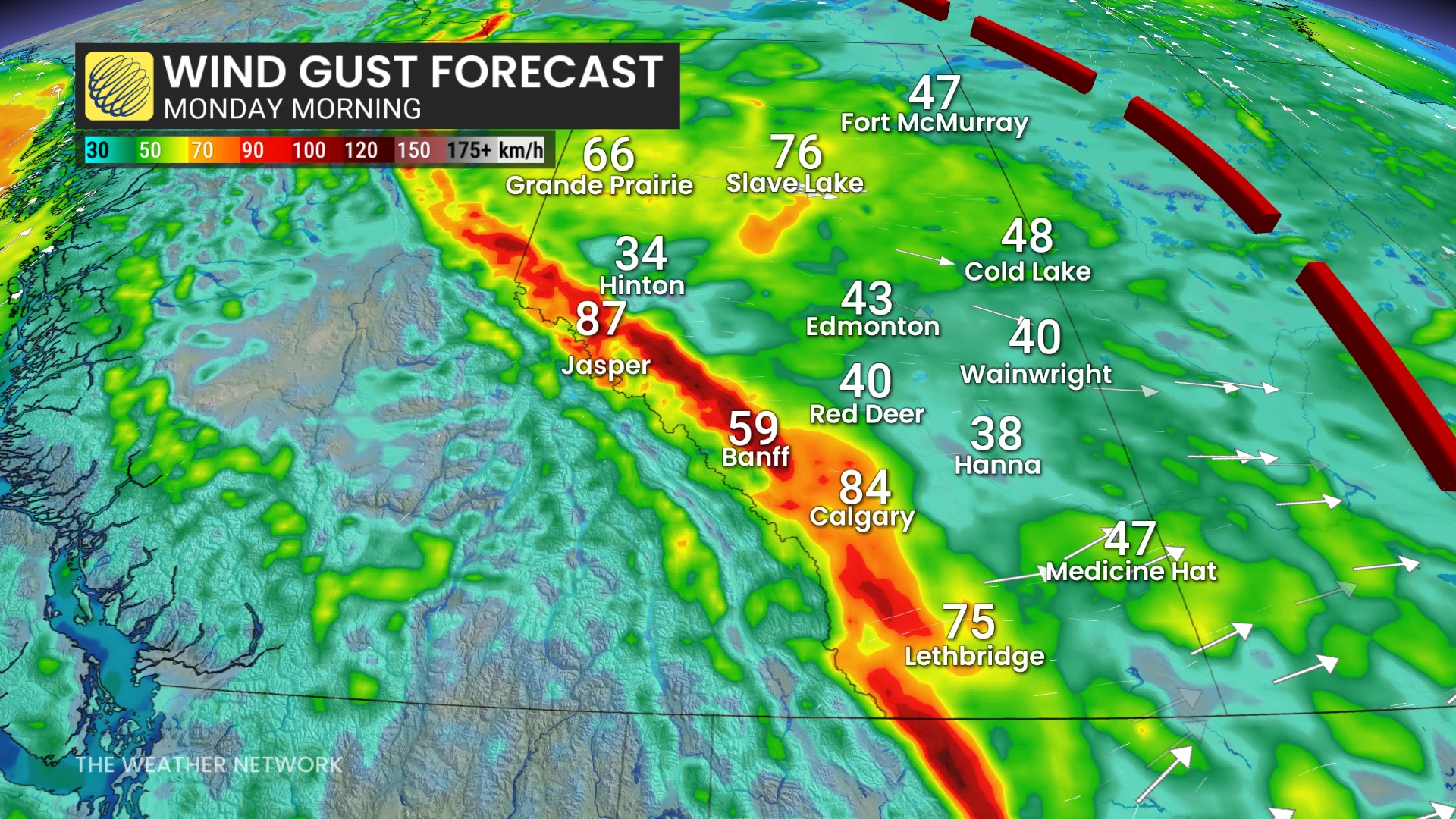 Powerful winds whip into Alberta, warnings widespread - The Weather Network