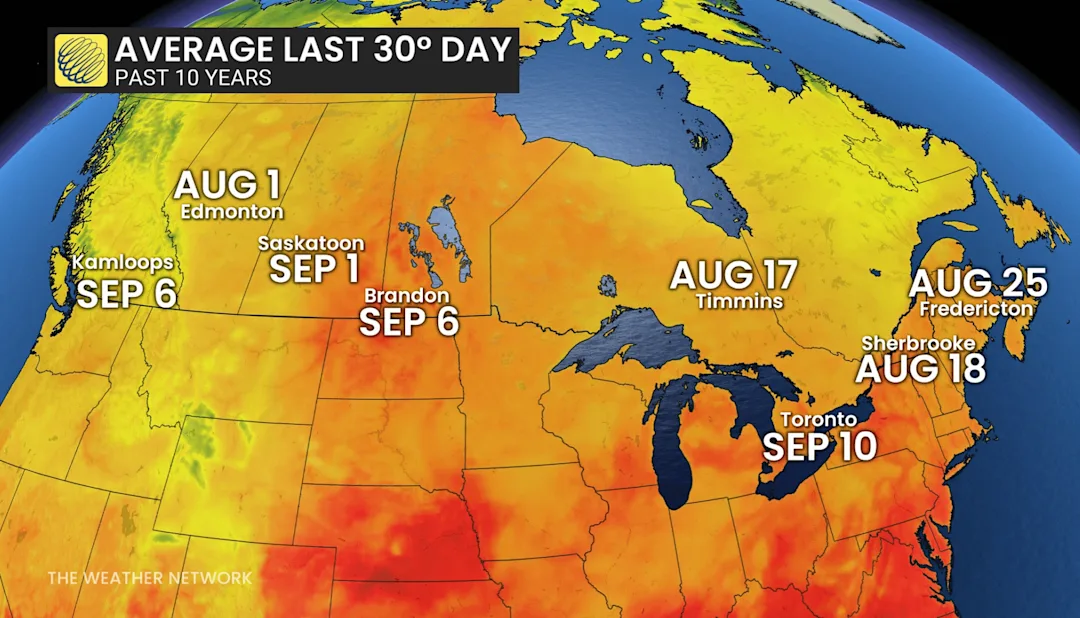 Canada races to the end of summer as final 30-degree temperature nears ...