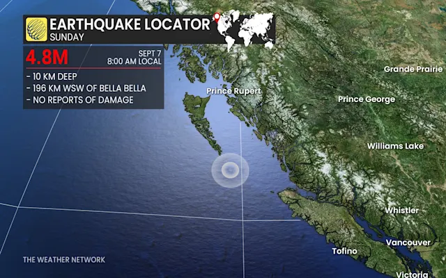 No damage expected after minor earthquake recorded off B.C. coast - The ...