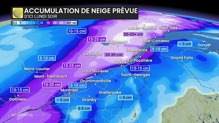 Première vraie bordée : jusqu’à 30 cm de neige au Québec - MétéoMédia