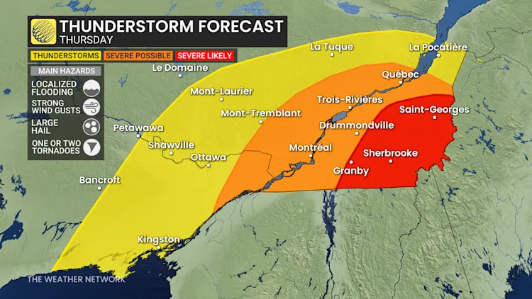 Tornado threat included in Quebec's severe weather setup on Thursday ...