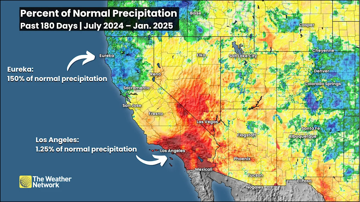 No rain: Extreme Los Angeles rain deficit fuels raging wildfires - The ...