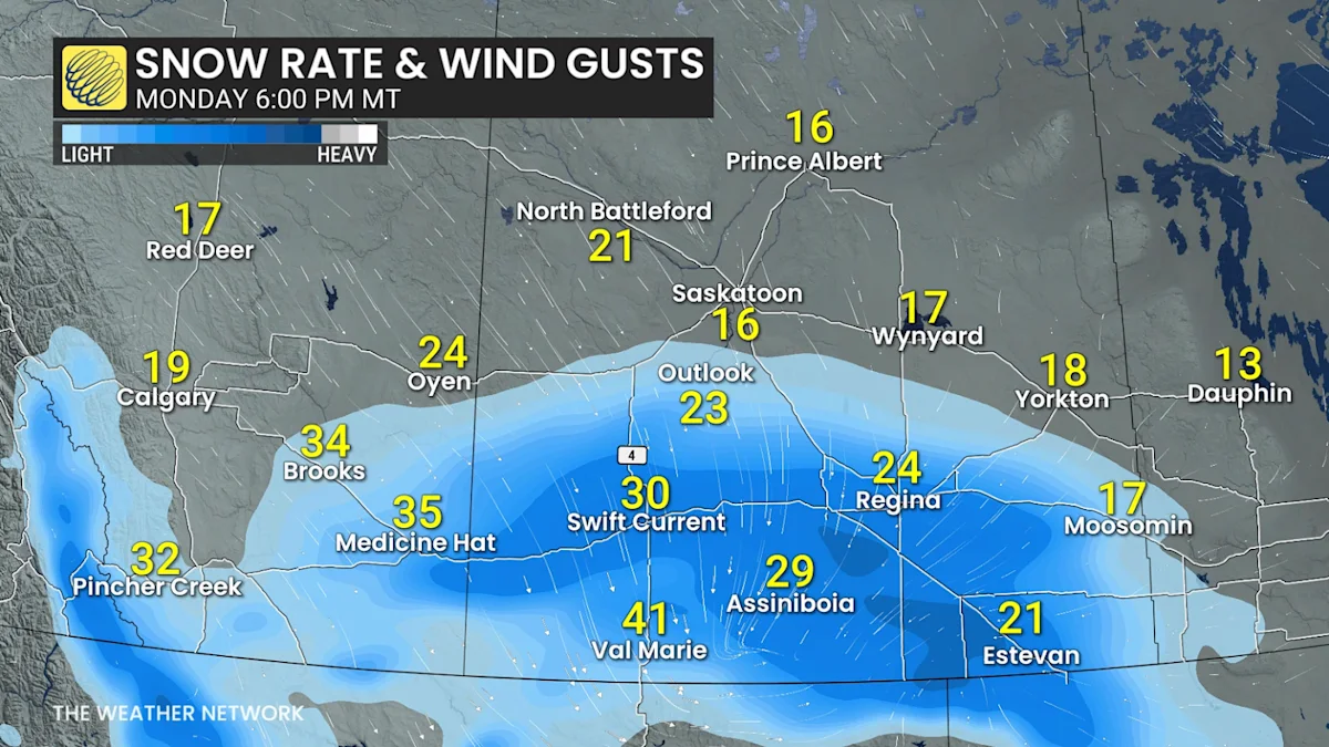 Impactful snow forecast in parts of Alberta, Sask. Monday - The Weather ...