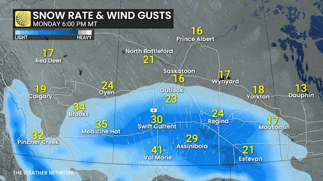 Impactful snow forecast in parts of Alberta, Sask. Monday - The Weather ...