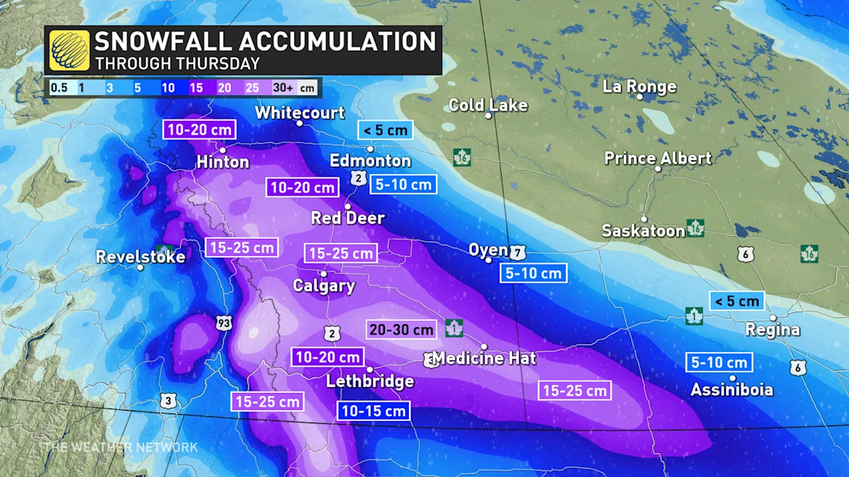 Alberta spring is off to a wintry start, with 30 cm of snow possible ...