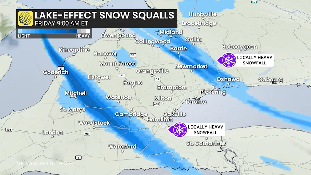 Lake-effect snow squalls continue in southern Ontario Friday - The ...