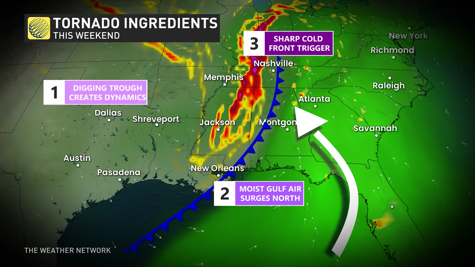 Dangerous tornado outbreak unfolding across the southern U.S. this weekend - The Weather Network