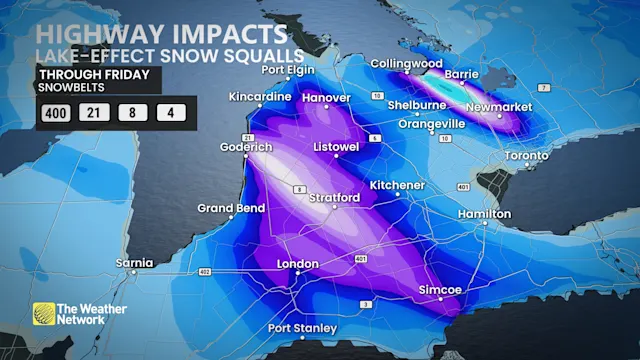 Lake-effect snow squalls to bring dangerous travel on Thursday - The ...