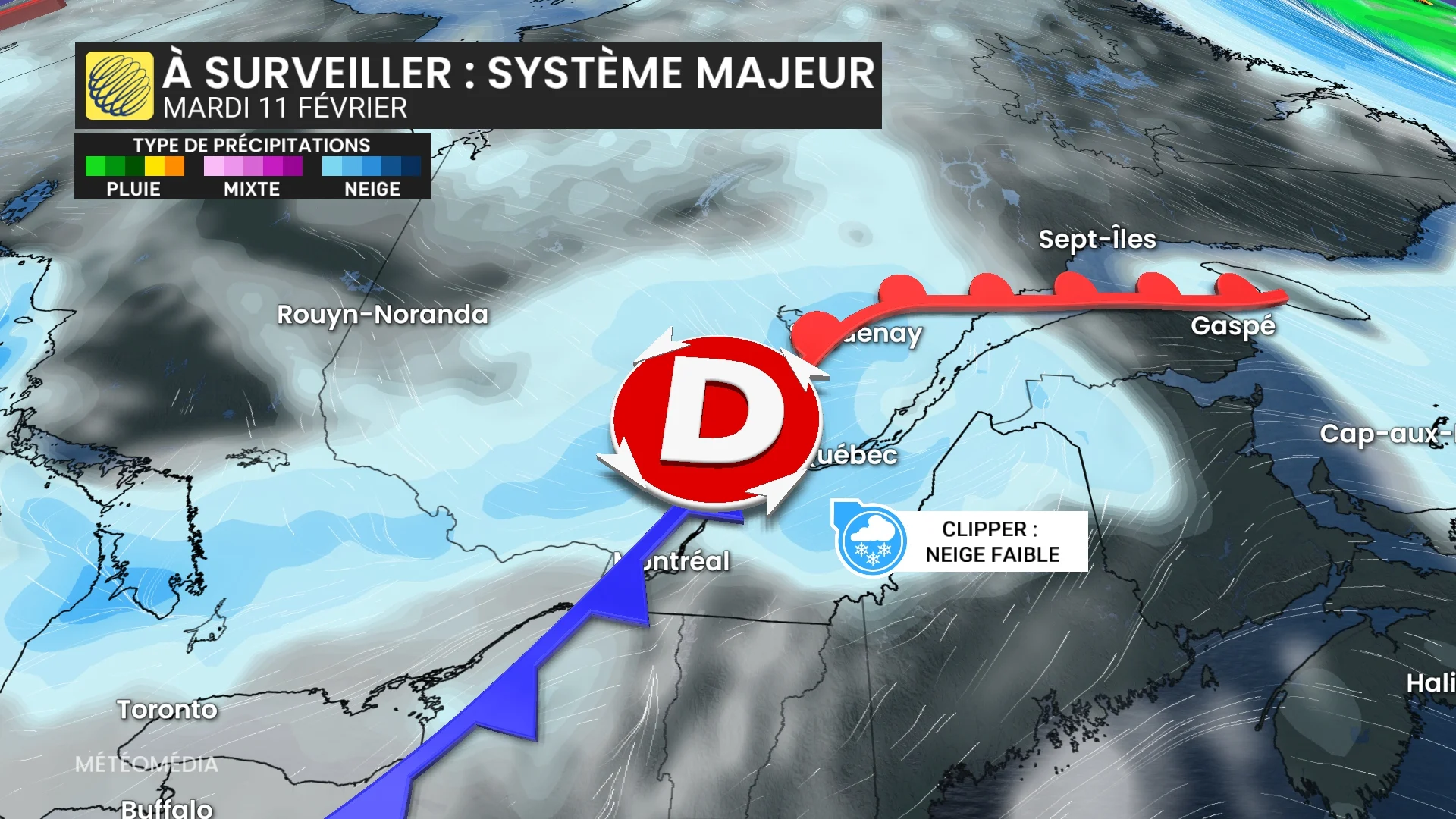 Tempête au Québec : Montréal dans la mire d'un système majeur - MétéoMédia
