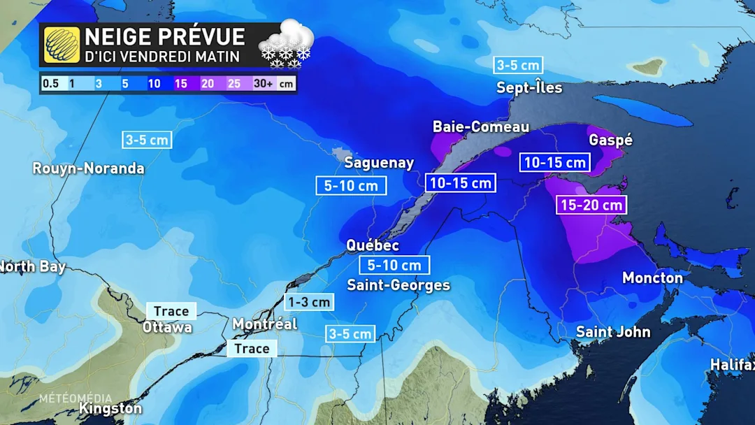 15 cm de neige au Québec : une région gagnante - MétéoMédia