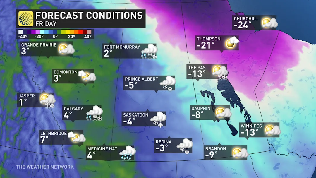 Snow sneaks in as major temperature rollercoaster hits the Prairies ...