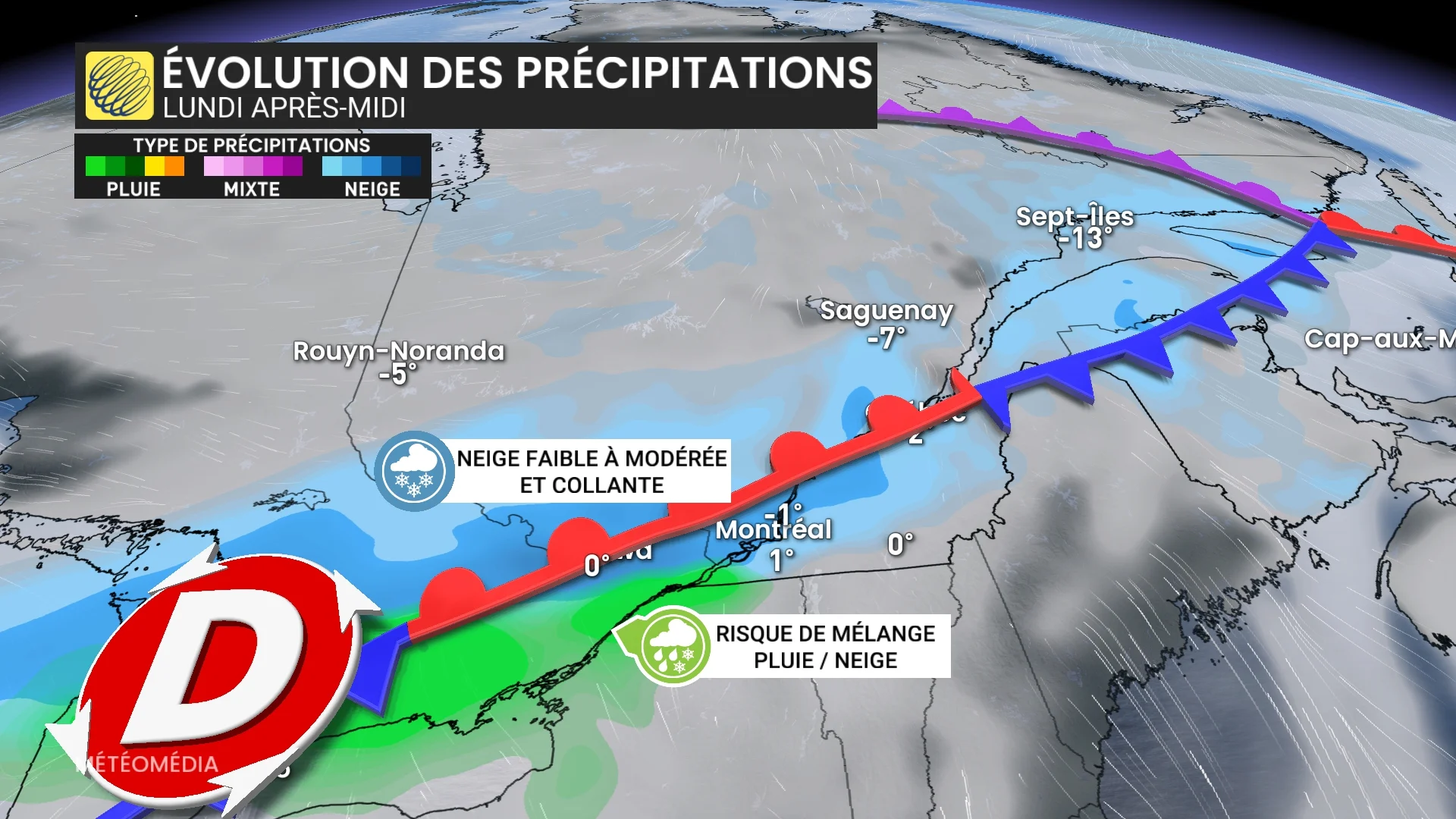 Jusqu'à 15 cm lundi : un clipper fonce sur le Québec - MétéoMédia