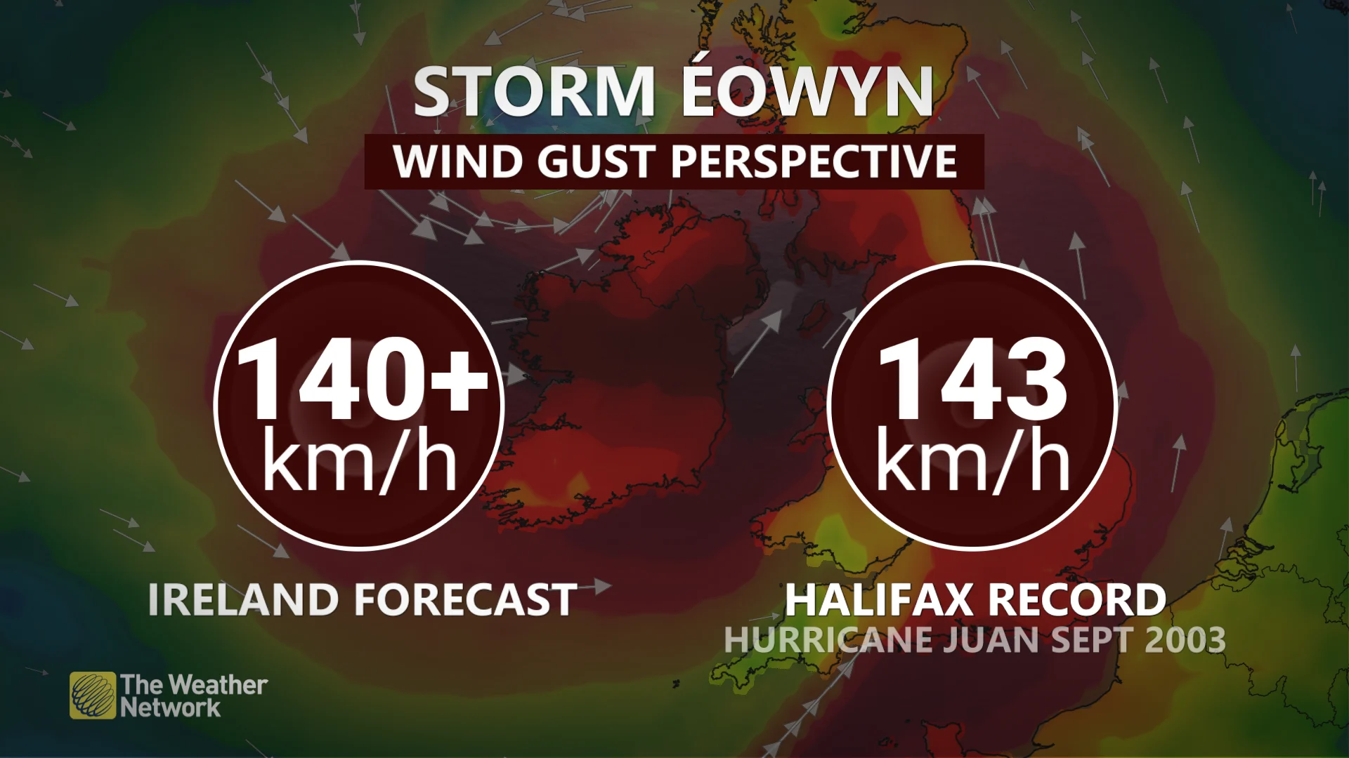 Rare red weather alert for Ireland as Storm Éowyn threatens 150+ km/h ...