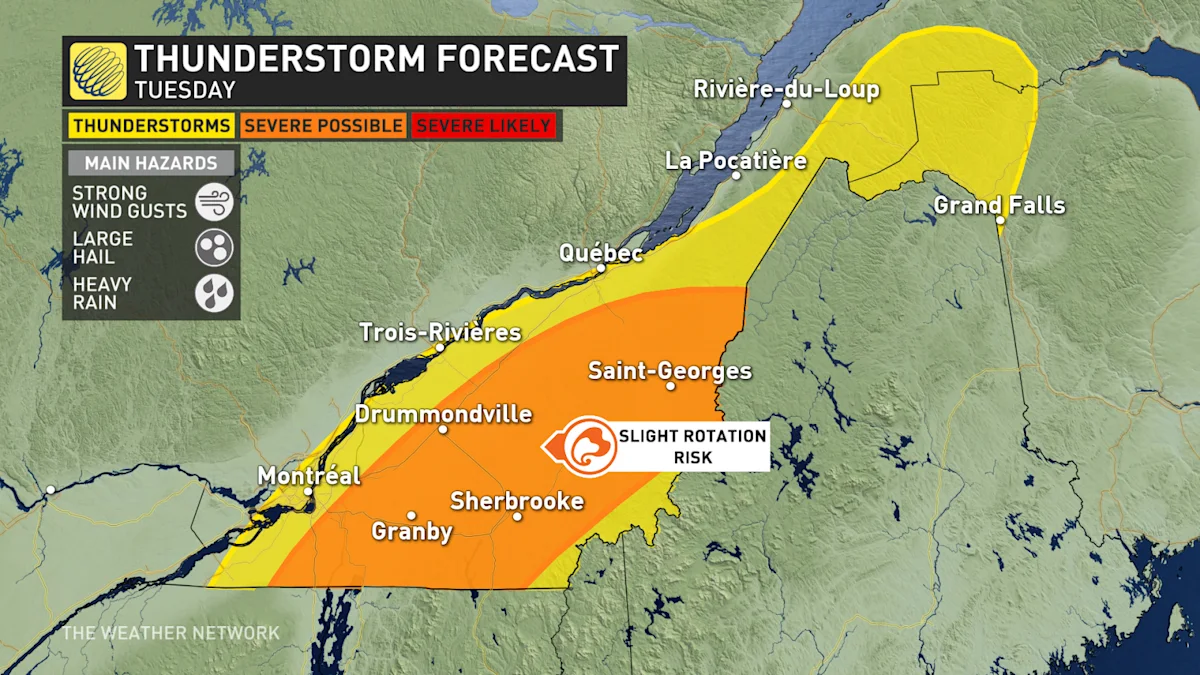 Soggy, stormy weather locks into eastern Quebec Tuesday, Wednesday ...