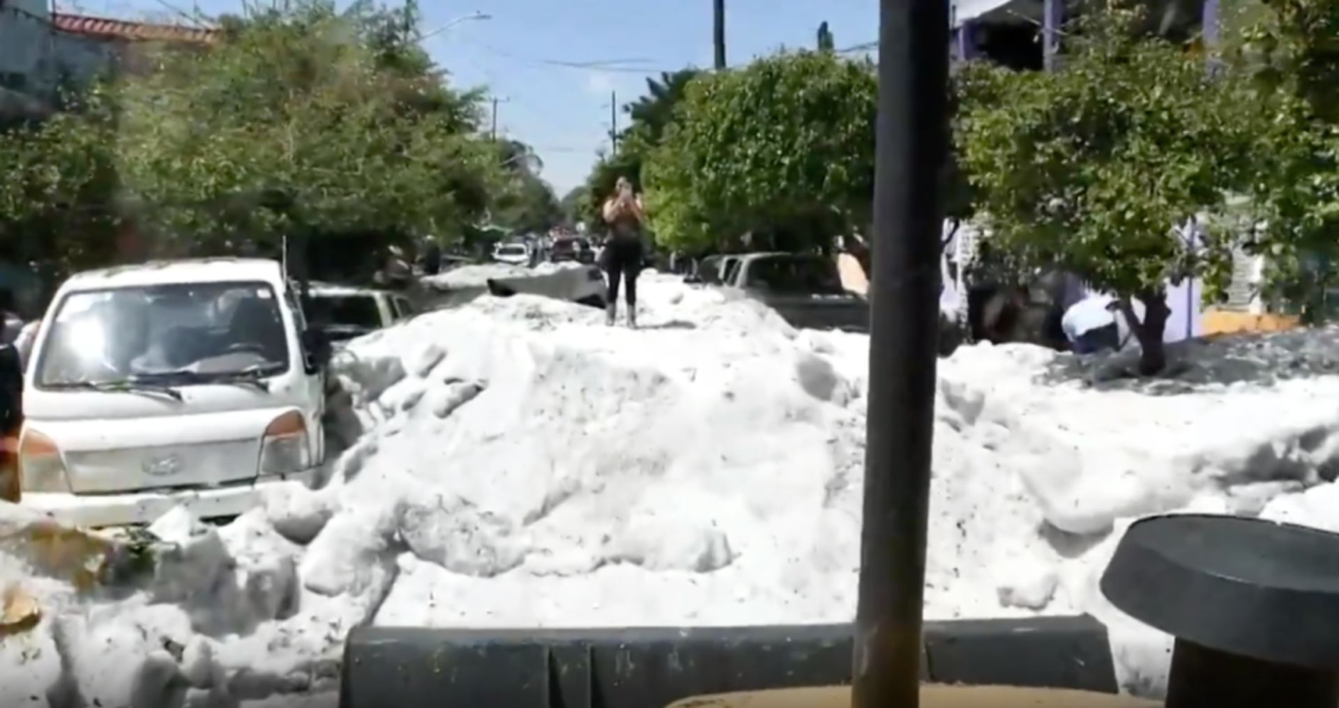 How a hailstorm and flash floods in Mexico trapped trucks in chunks of ...